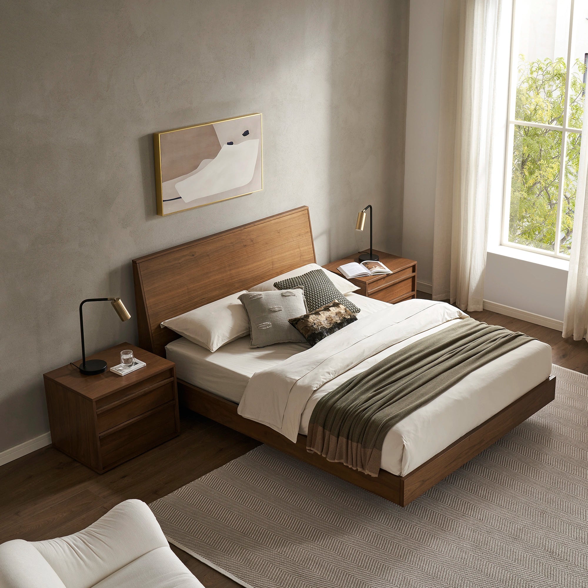 Joseph King Size Bed, Walnut (US Ver) – ValueFurnish